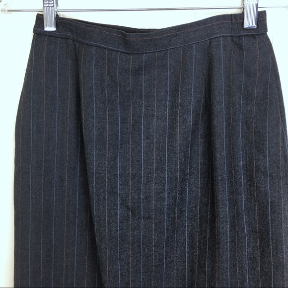 Vintage | Skirts | Vintage Gray Worsted Wool Pinstripe Pencil Skirt ...